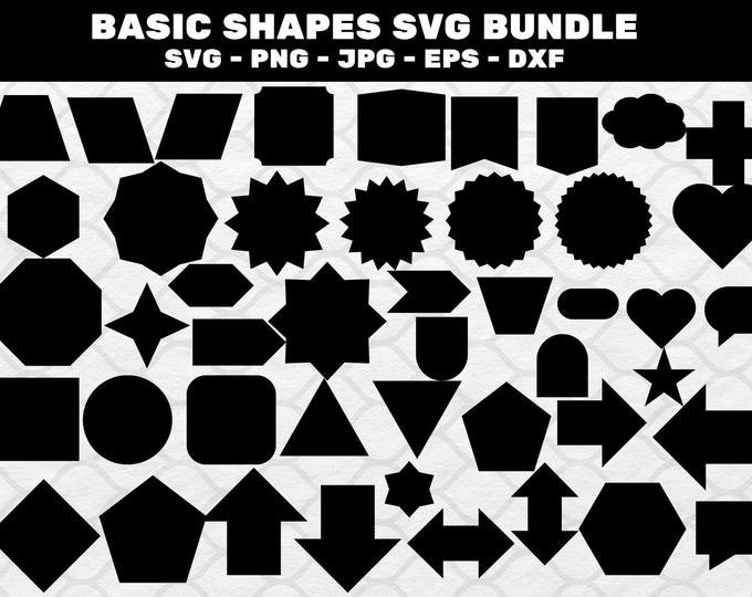 Basic Shape SVG Bundle Vol 1, Basic Shape PNG Bundle, Basic Shape Clipart, Tag Svg, Banner Svg ...