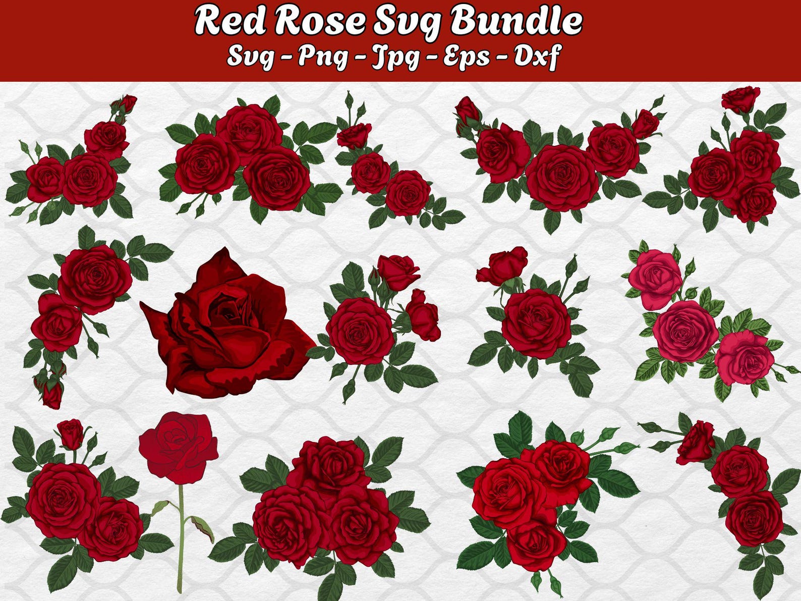Red Rose Clipart | Red Rose Svg | Rose Svg Bundle | Red Rose Png ...
