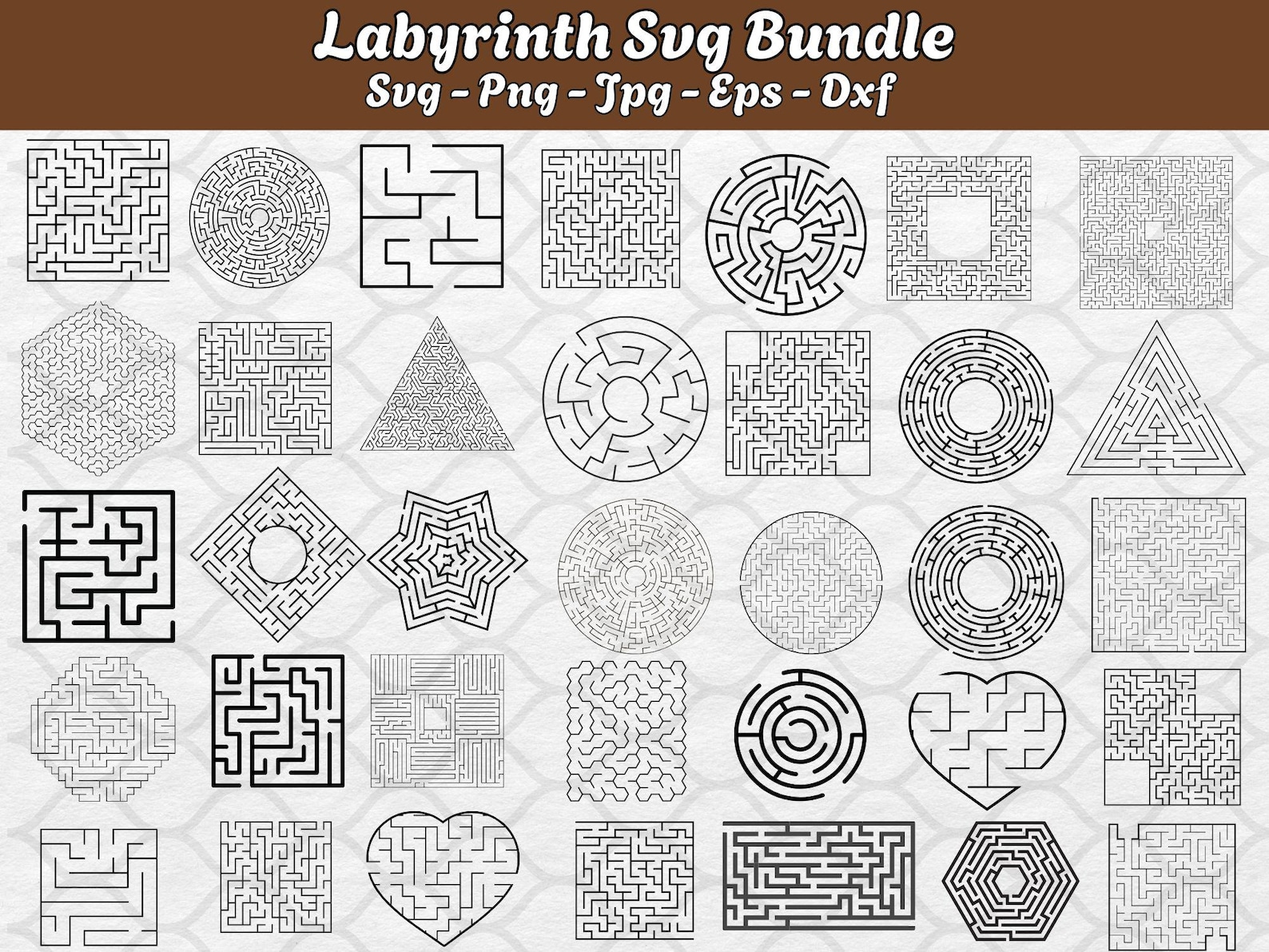 Labyrinth SVG Bundle, Maze Png Bundle, Labyrinth Clipart, Maze Svg Files for Cricut, Labyrinth ...