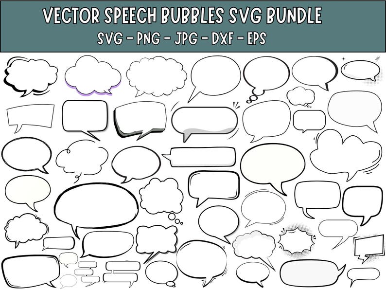 Speech Bubble SVG Bundle: Dialog Box Clipart (digital Download) - Etsy