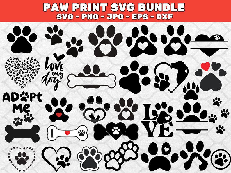Paw Print SVG Bundle: Dog & Cat Paw Designs (digital Download) - Etsy