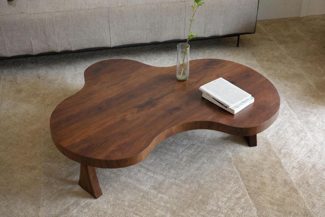 Wood Coffee Table, Asymmetrical Coffee Table, Handmade Coffee Table ...