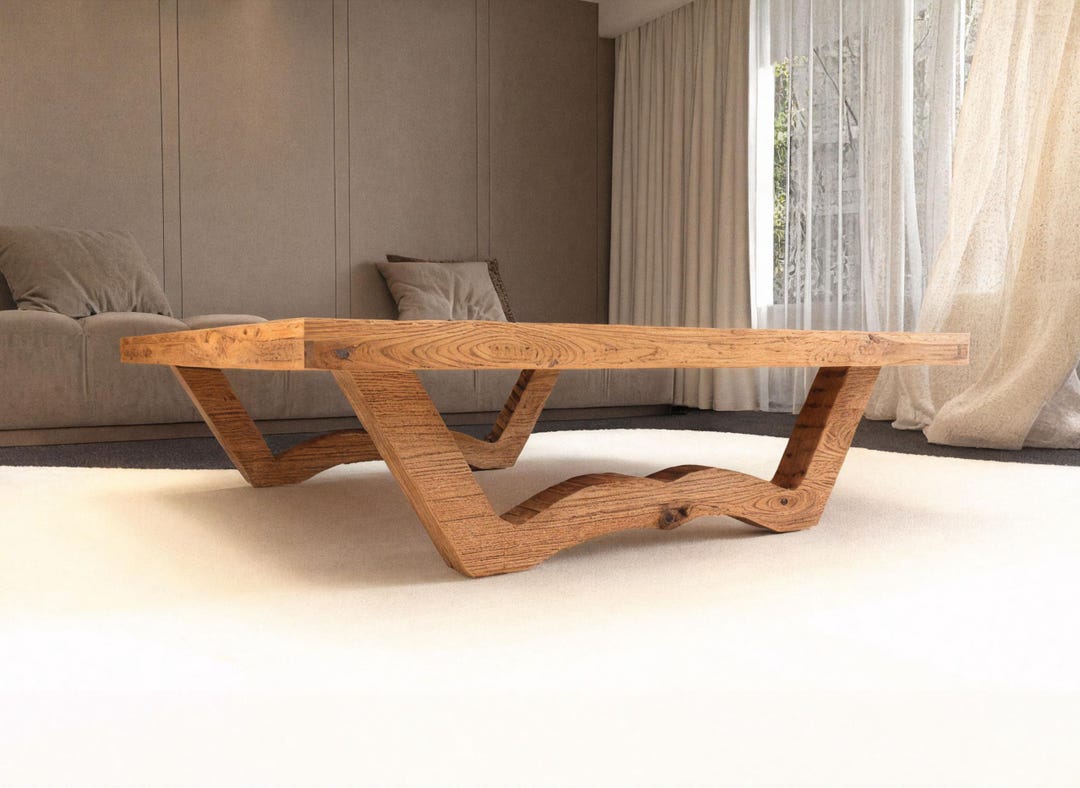 Wood Coffee Table, Asymmetrical Coffee Table, Handmade Coffee Table ...