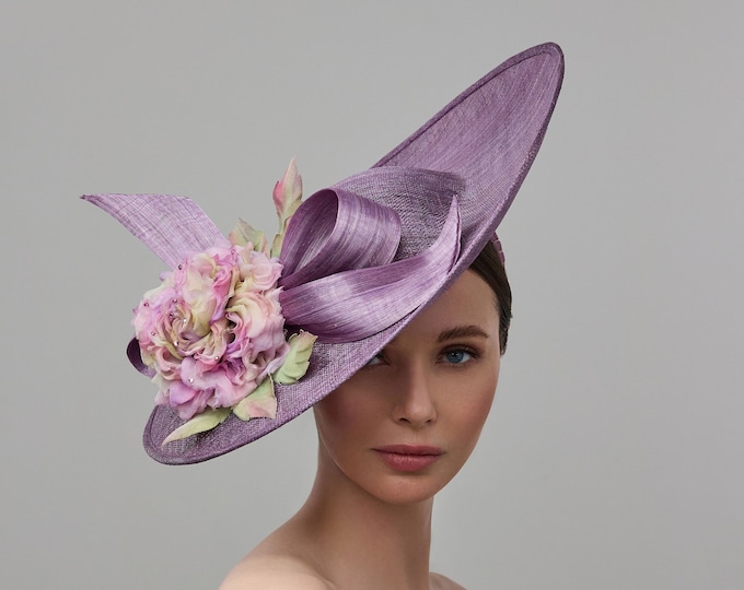 Plum Sinamay Disk Hat, Kentucky Derby Fascinator, Plum Derby Hat - Etsy