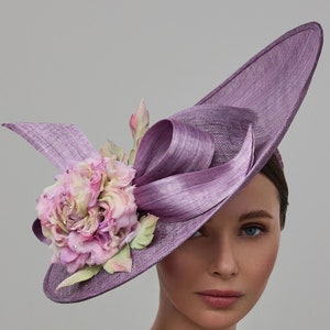 Plum Sinamay Disk Hat, Kentucky Derby Fascinator, Plum Derby Hat - Etsy