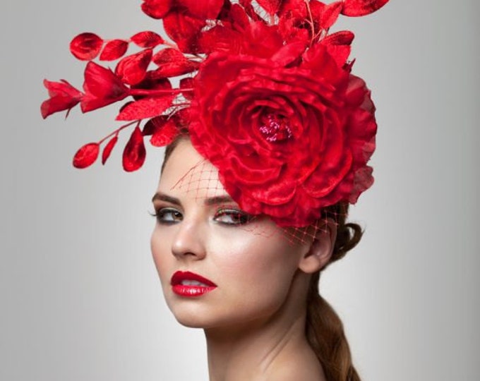 Red Fascinator,cocktail Hat ,derby Hat, Melbourne Cup Fascinator, Buy ...
