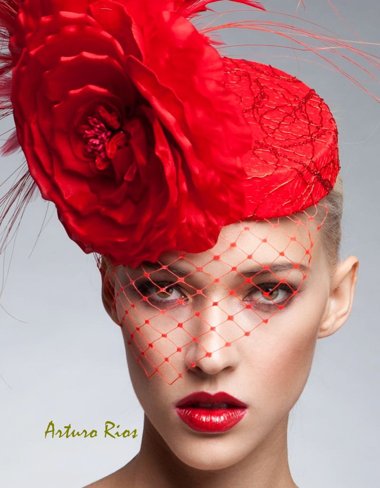 Red Couture Fascinator Cocktail Hat Melbourne Cup - Etsy