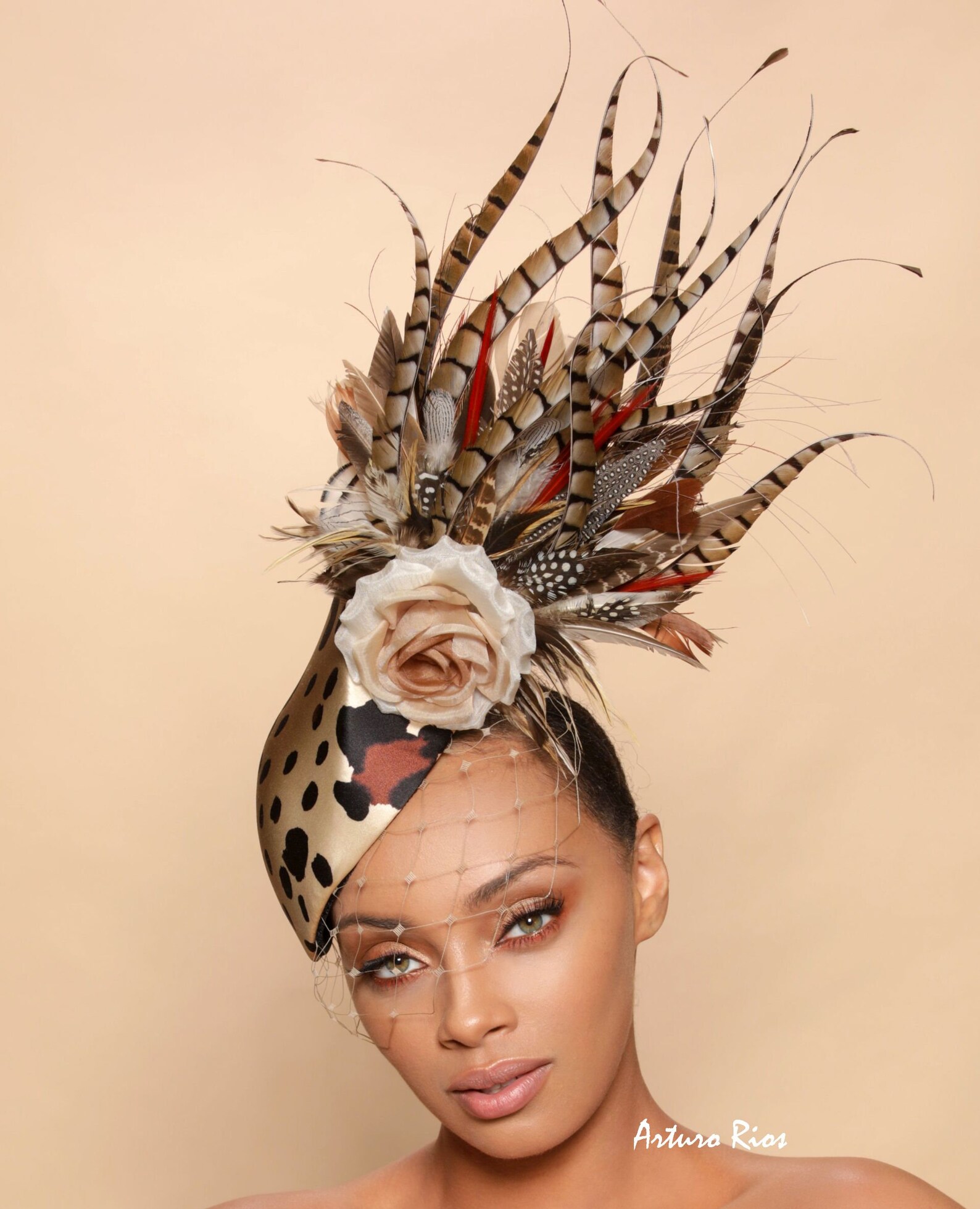 Leopard Print Fascinator Pheasant Fascinator Derby - Etsy