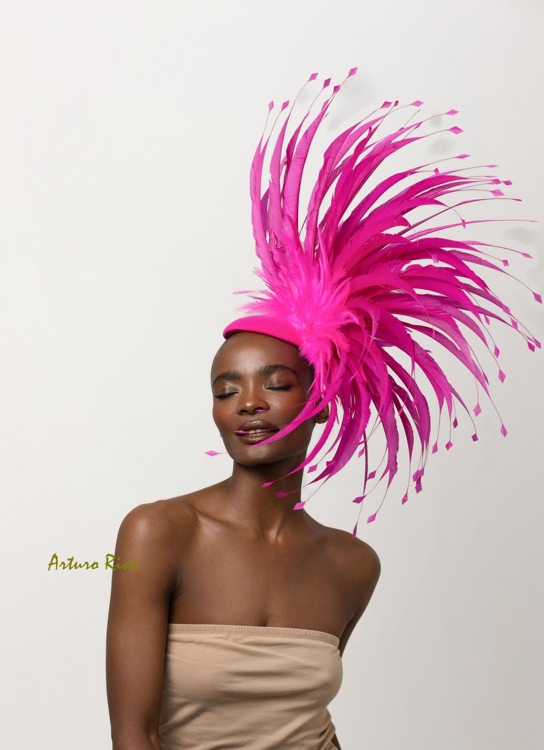 Hot Pink Rooster Feathered Headpiece, Kentucky Derby Feather Hat, Oaks ...