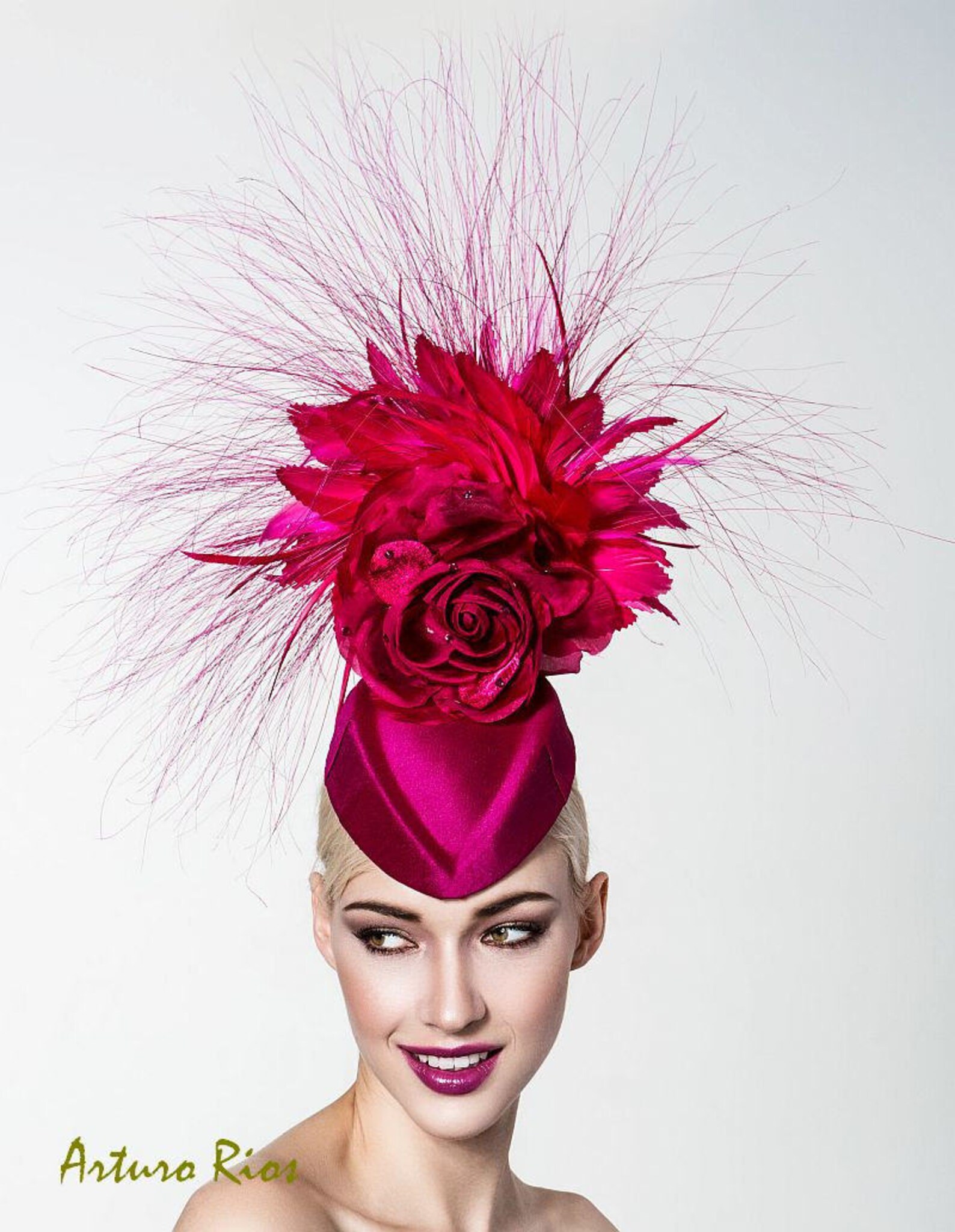 Raspberry Feathered Headpiece Raspberry Fascinator Kentucky - Etsy New ...