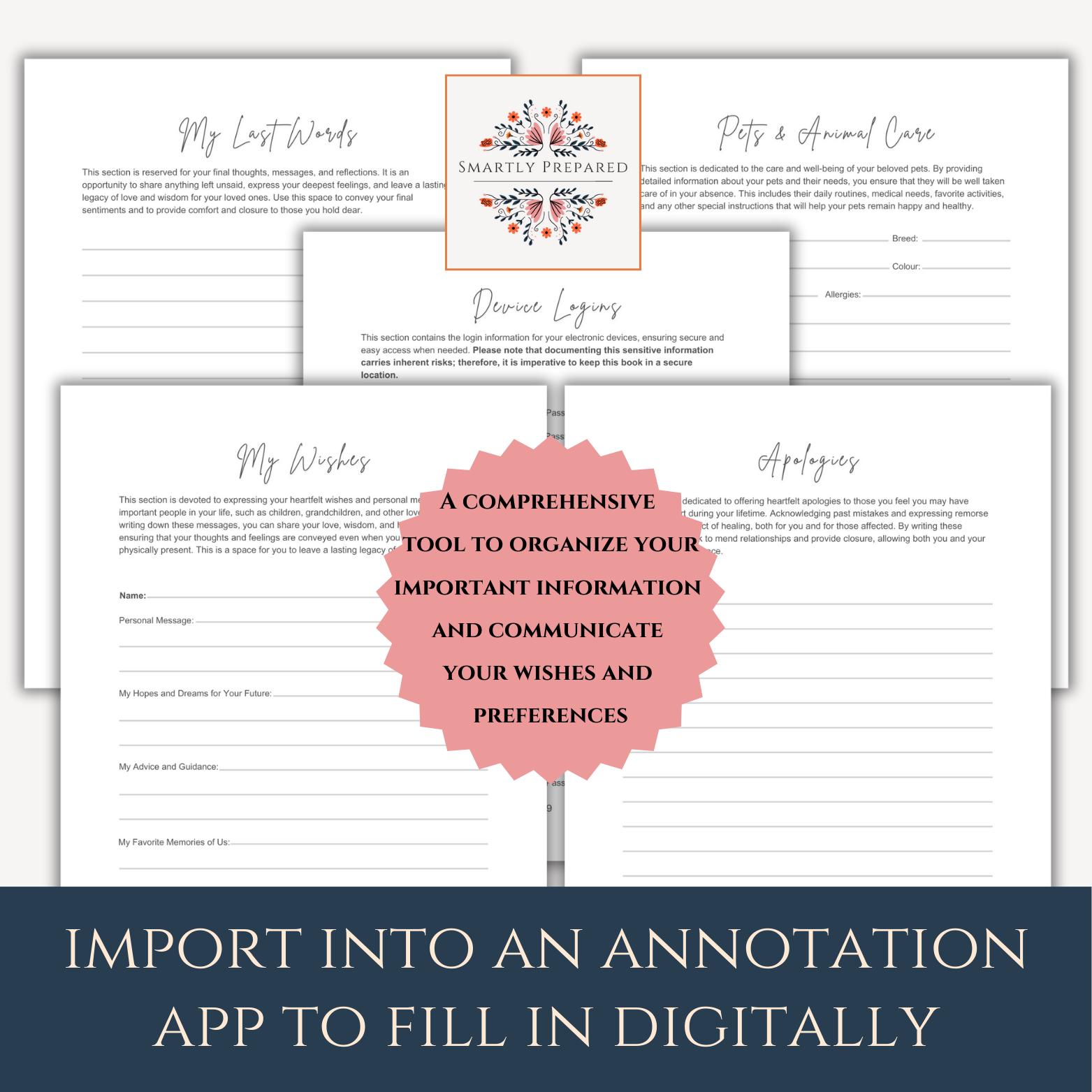 End of Life Planner Fillable Printable, I'm Dead Now What? Death ...