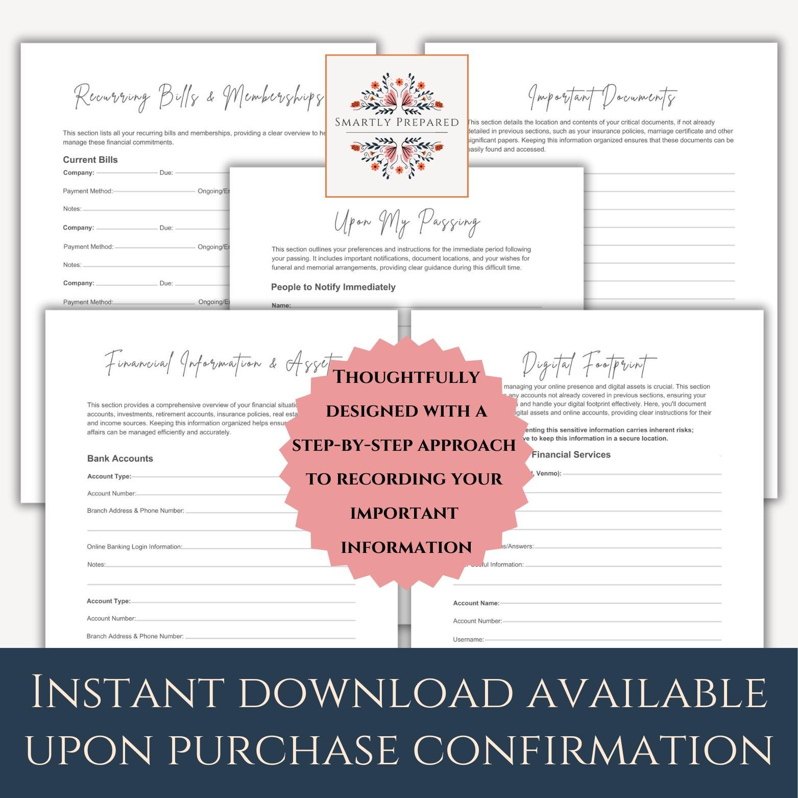 End of Life Planner Fillable Printable, I'm Dead Now What? Death ...