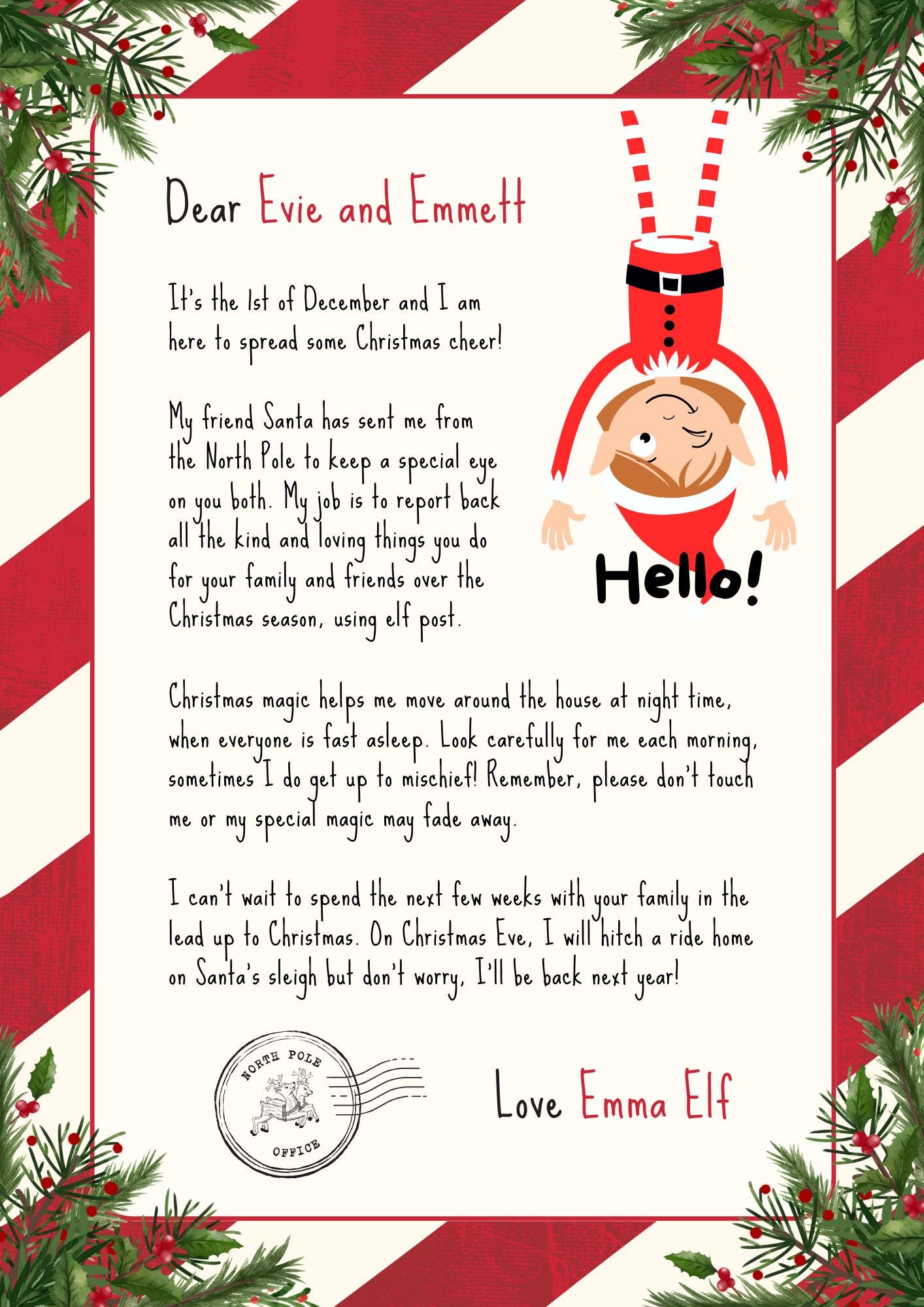 Elf on the Shelf Christmas Welcome Letter - Etsy