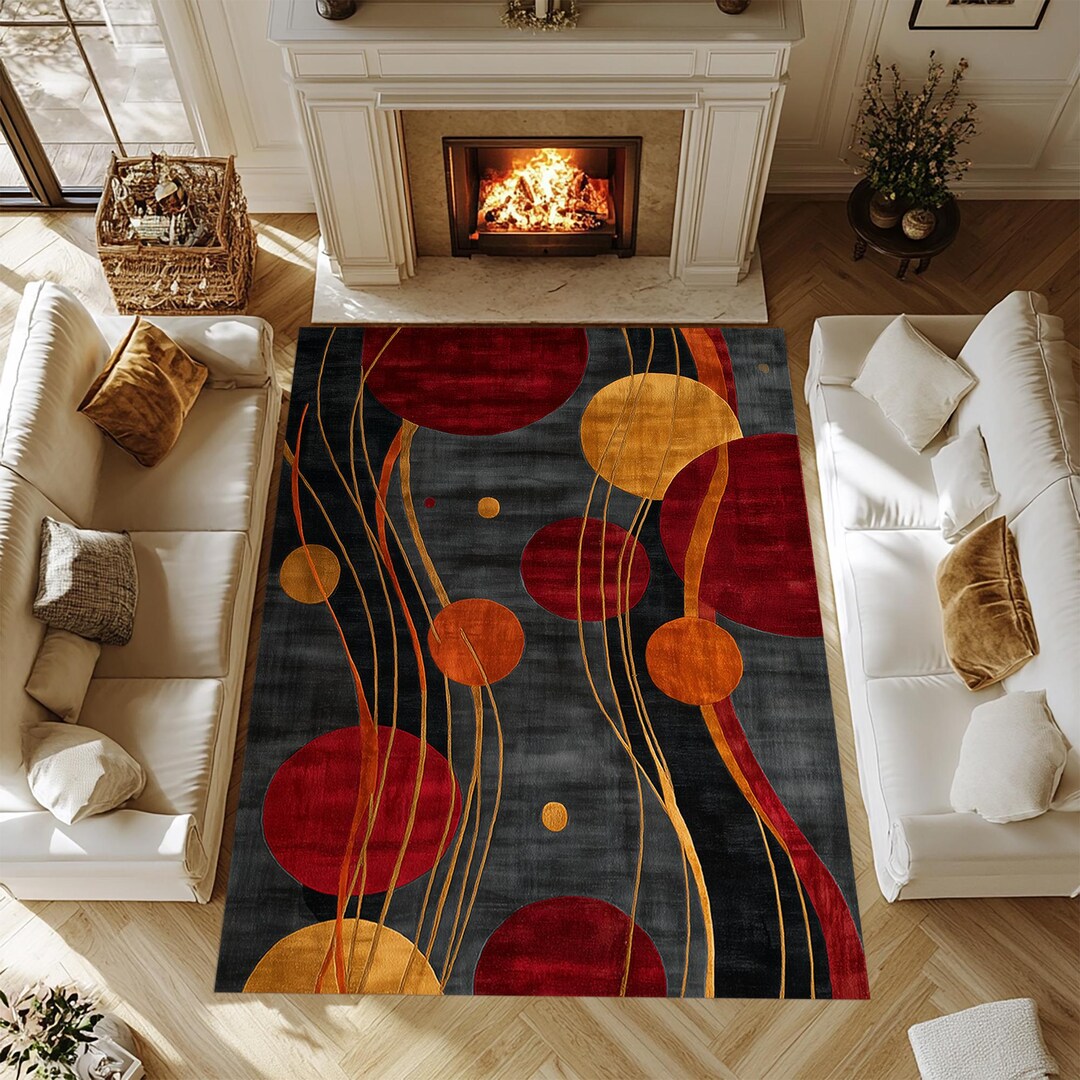 Colorful Abstract Area Rug: Mid-century Modern Velvet - Etsy