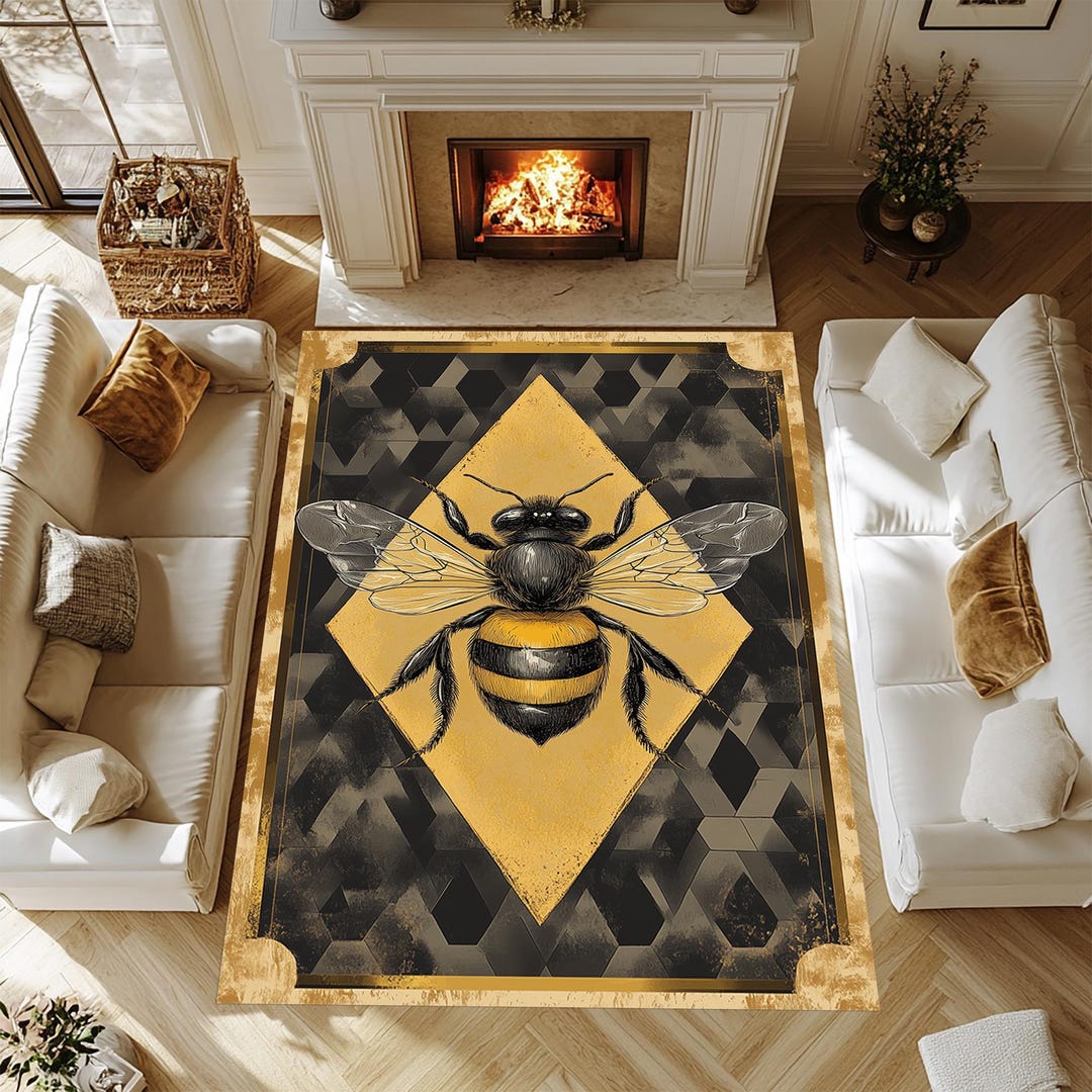 Queen Bee Rug, Queen Bee Carpet, Bee Pattern Rug, Honeycomb Pattern Rug ...