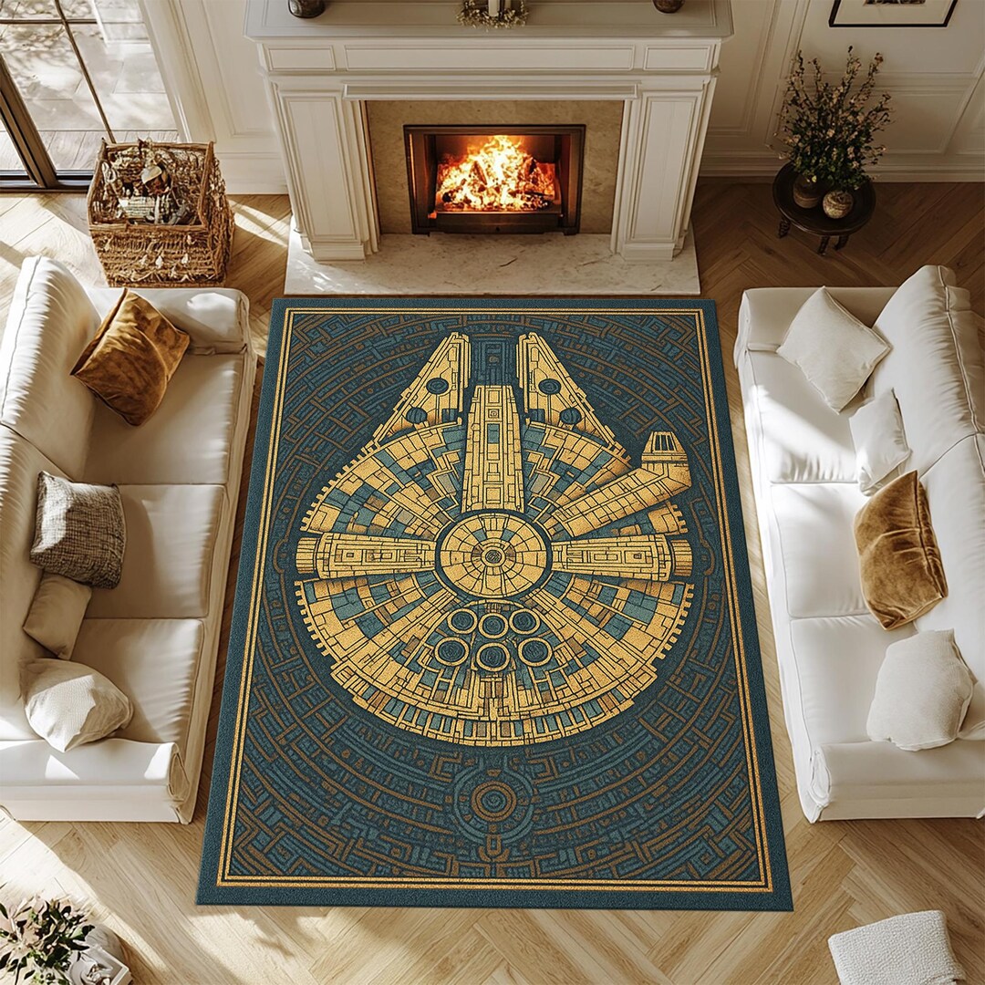 Millennium Falcon Rug: Star Wars Mandala Design, Non-slip Cotton Base ...