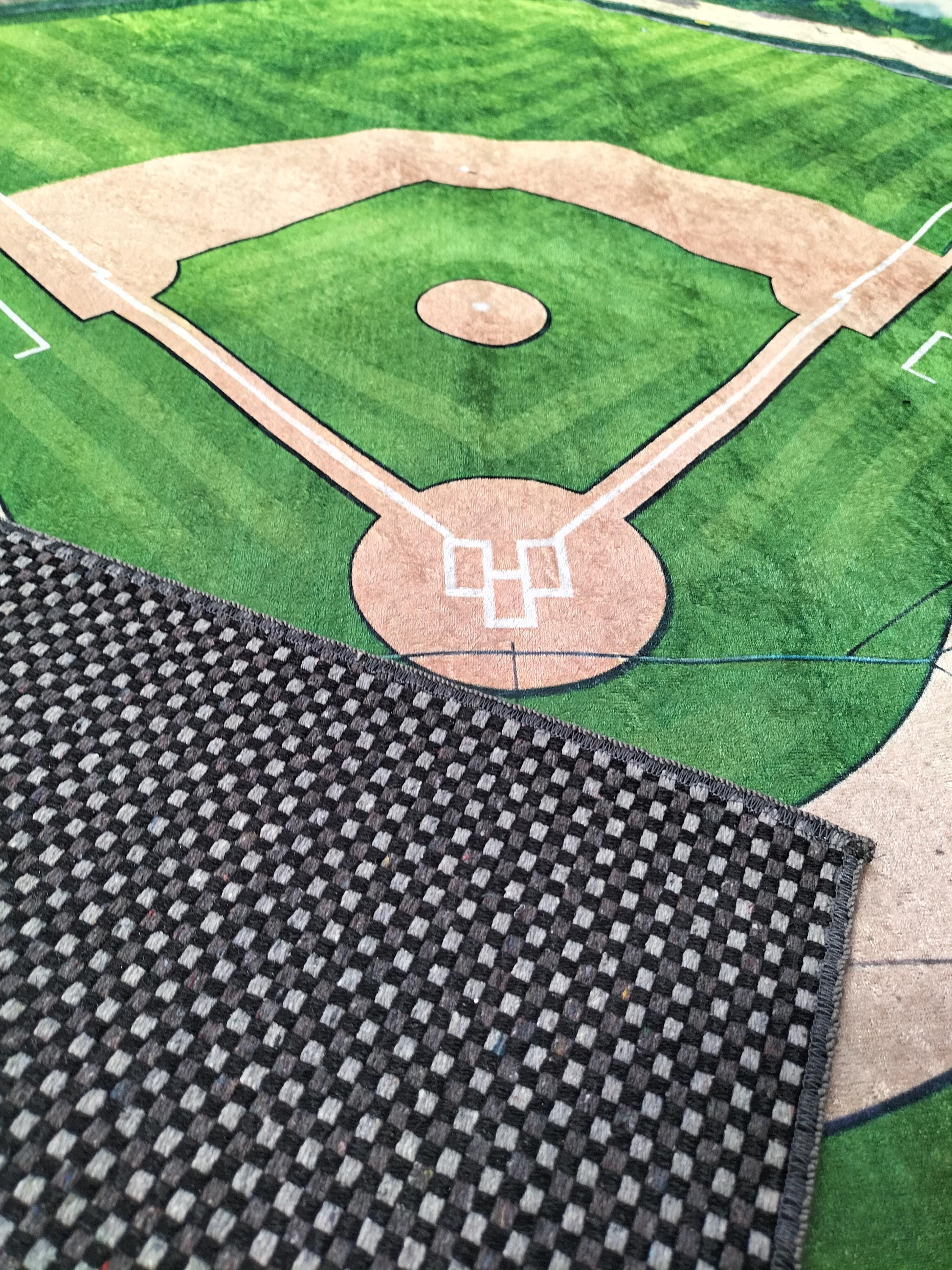 Baseball Field Rug: 3D Printed Velvet, Non-slip Cotton Base - Etsy