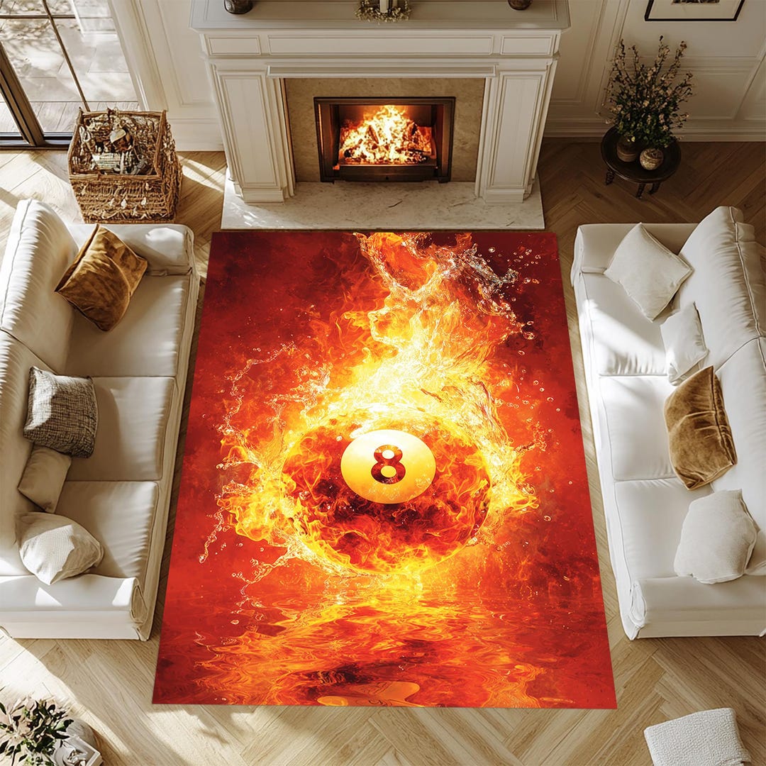 Flaming Eight Ball Rug: 3D Printed Billiards Carpet - Etsy