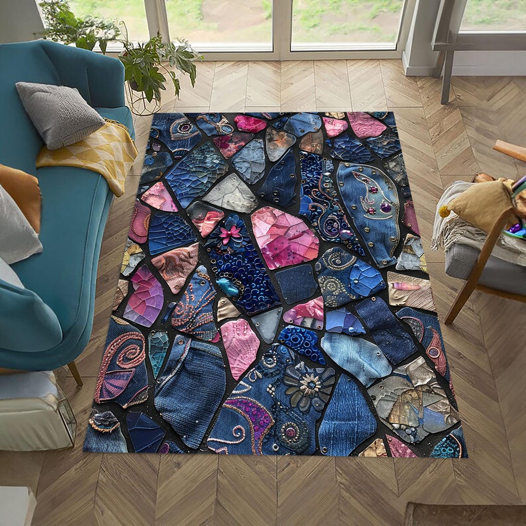 Denim Carpet, Denim Rug, Denim Look Rug, Denim Patterned Rug, Denim ...