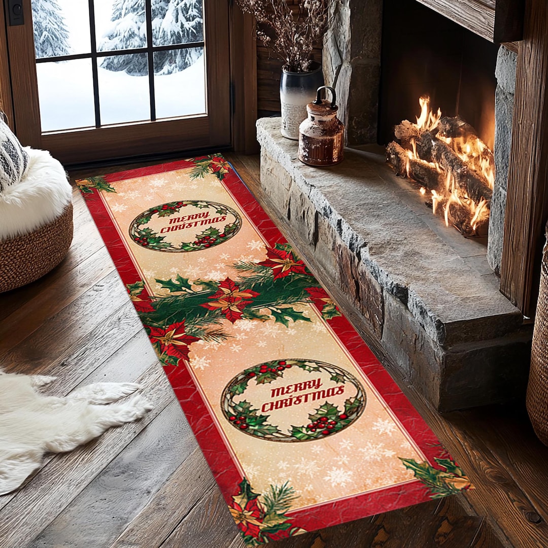 Christmas Runner Rug, Christmas Rug, Christmas Area Rug, Christmas ...