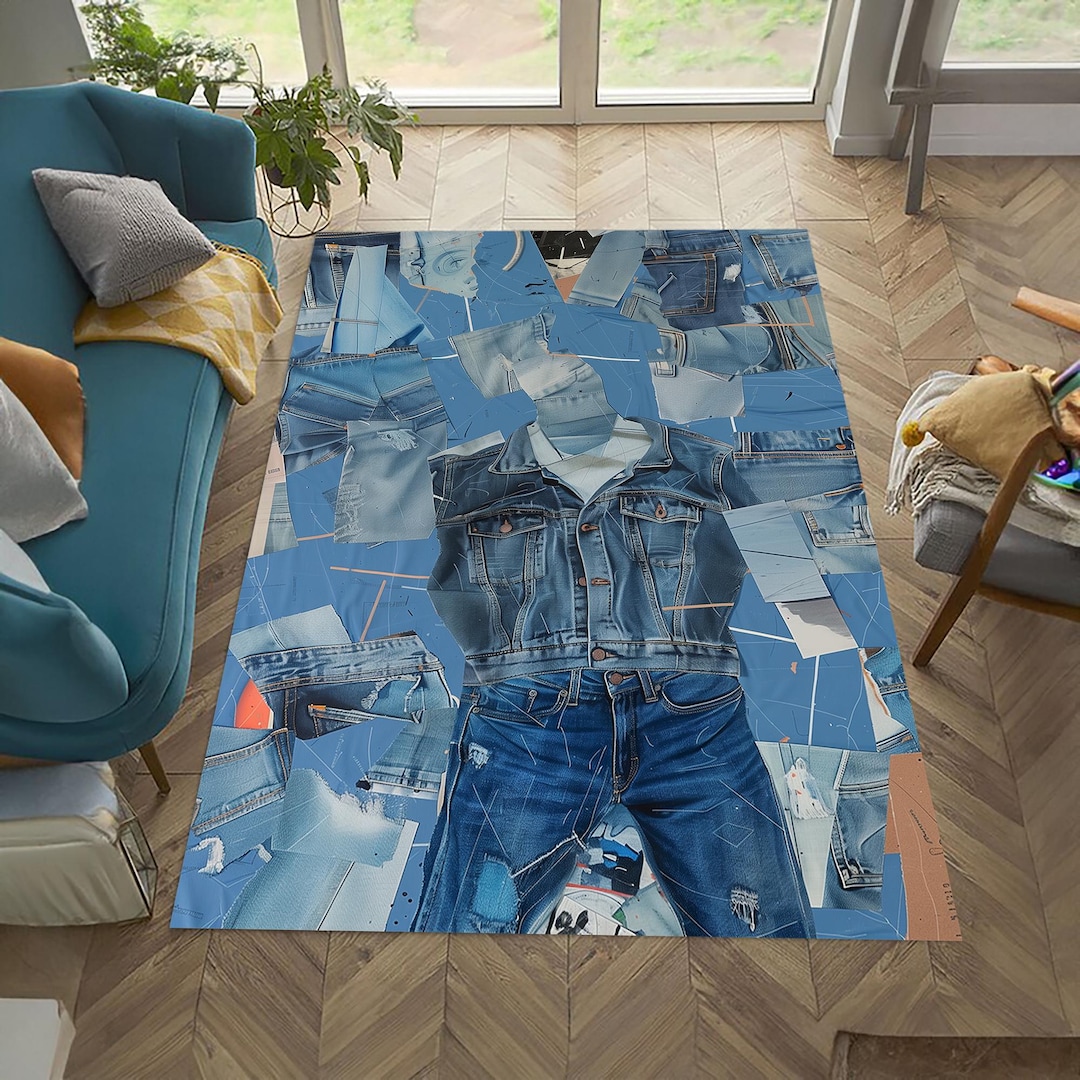 Denim Carpet, Denim Rug, Denim Look Rug, Denim Patterned Rug, Denim ...