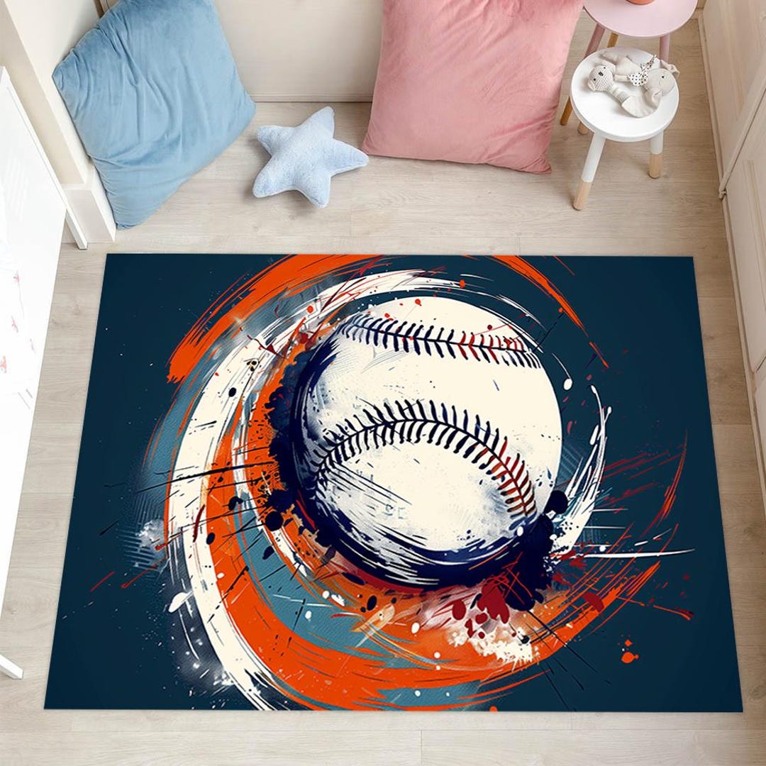 Baseball Ball Carpet, Baseball Ball Rug, Colorful Baseball Ball Rug ...