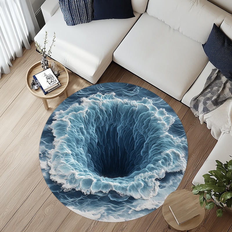 Deep Blue Circle Rug - Etsy