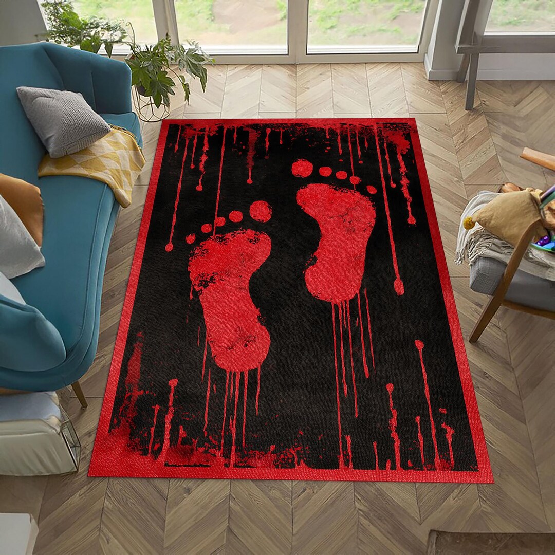 Gothic Blood Feet Rug, Horror Pattern Rug - Etsy