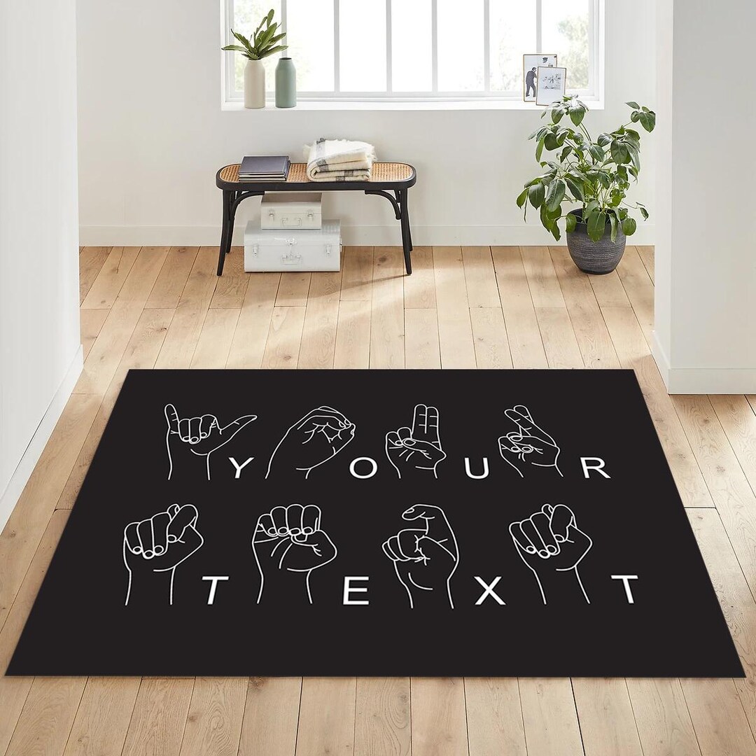 Personalized ASL Sign Language Rug: Custom Velvet Decor - Etsy