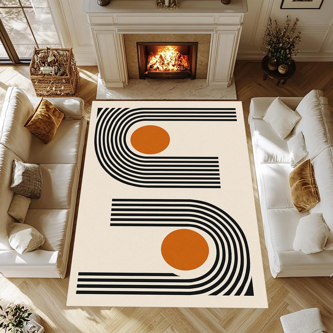 Colorful Mid-century Modern Rug: Geometric Velvet Area Rug - Etsy