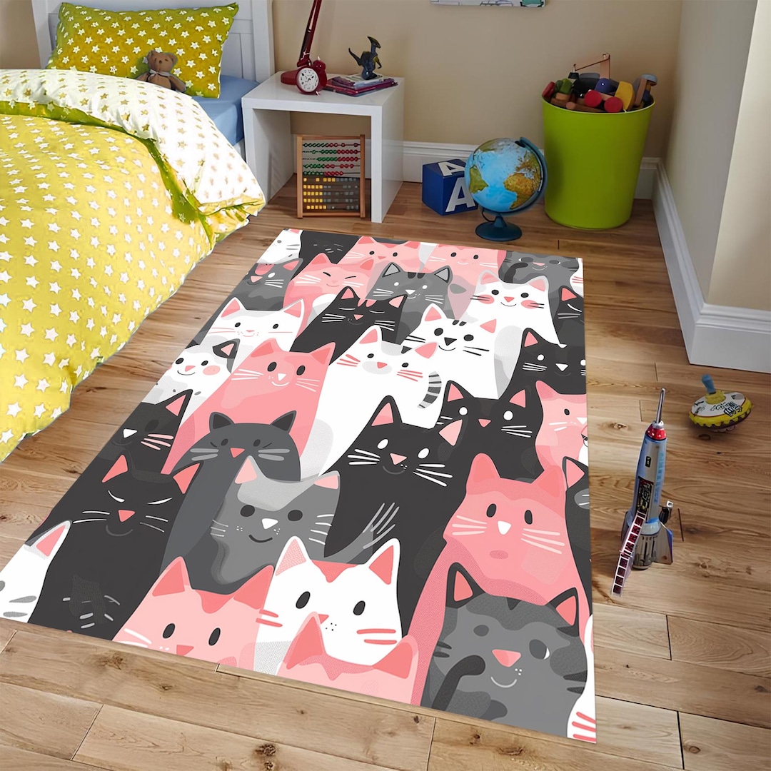 Colorful Cats Rug, Animal Pattern Velvet Carpet - Etsy