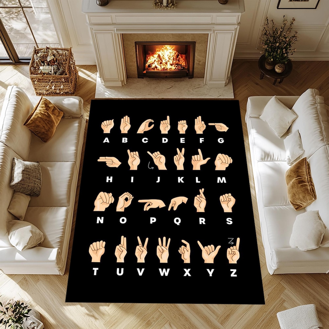 ASL Alphabet Rug: Educational Sign Language Carpet - Etsy