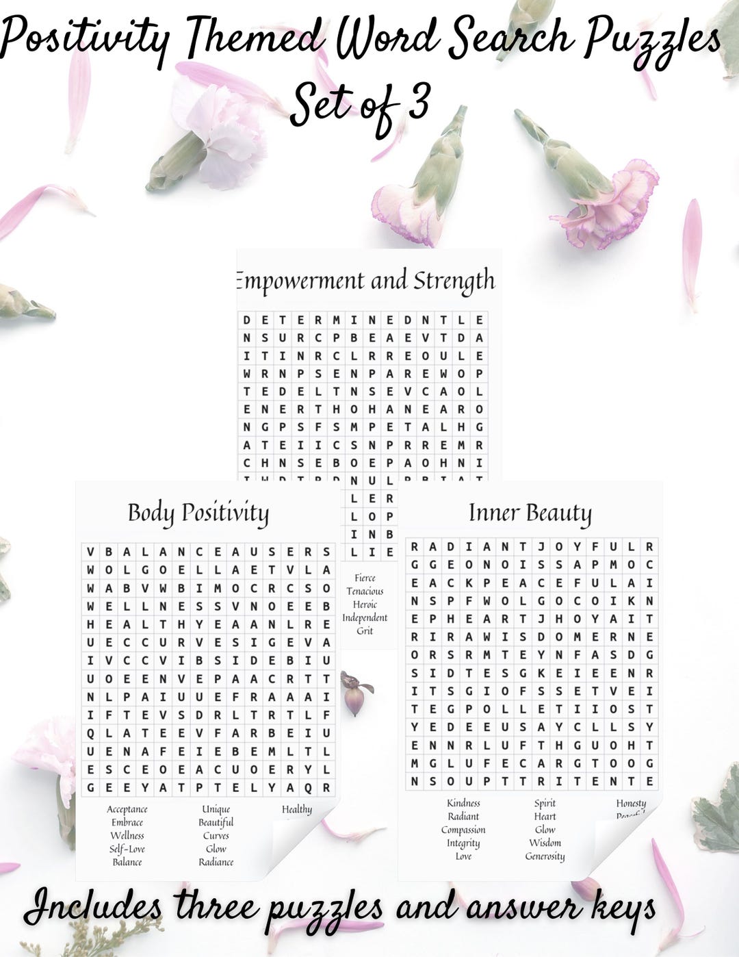 Empowerment, Body Positivity & Inner Beauty Word Search Set - Printable ...