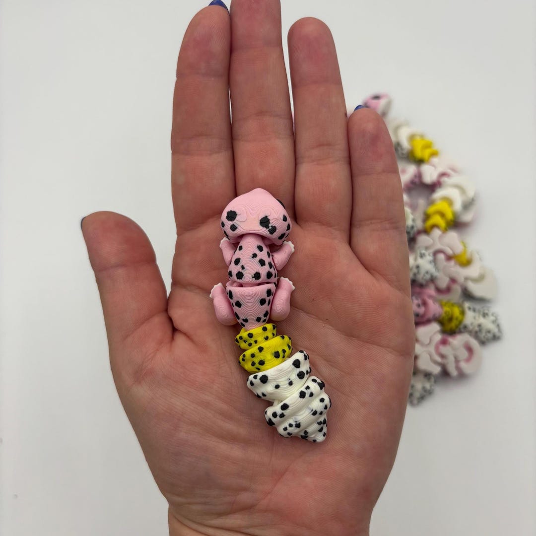 3D Printed Flexi Leopard Geckos | Pink and Blue Geckos | 3D Flexi Toys ...