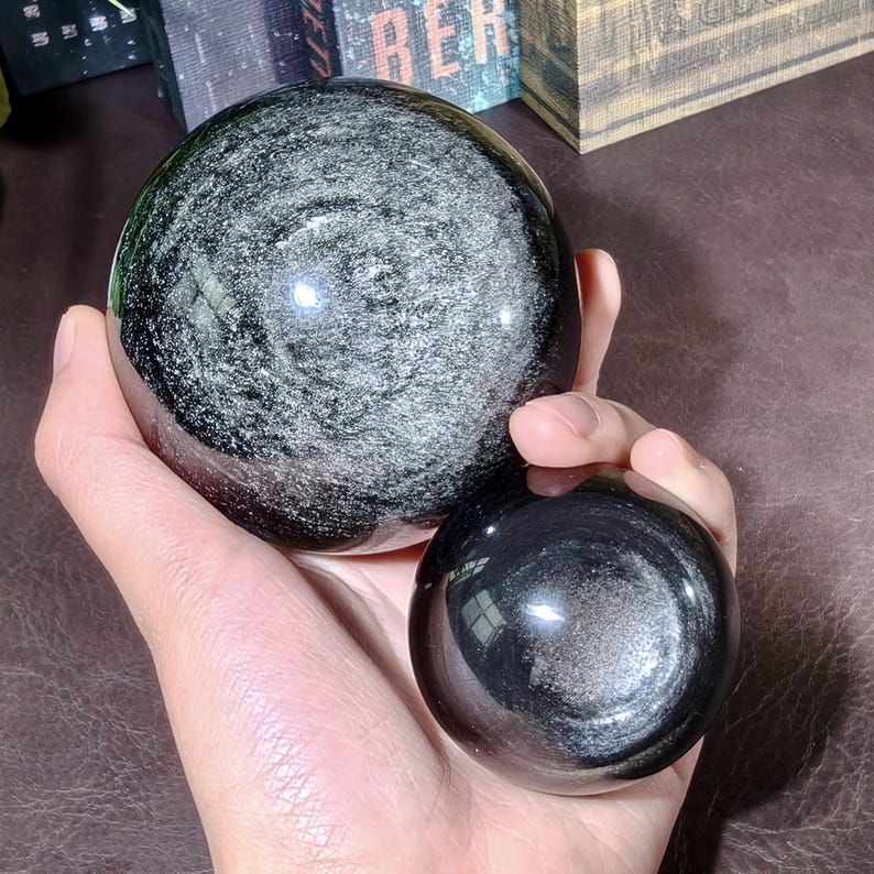 Natural Silver Obsidian Sphere Crystal Ball, Healing Crystal Sphere ...