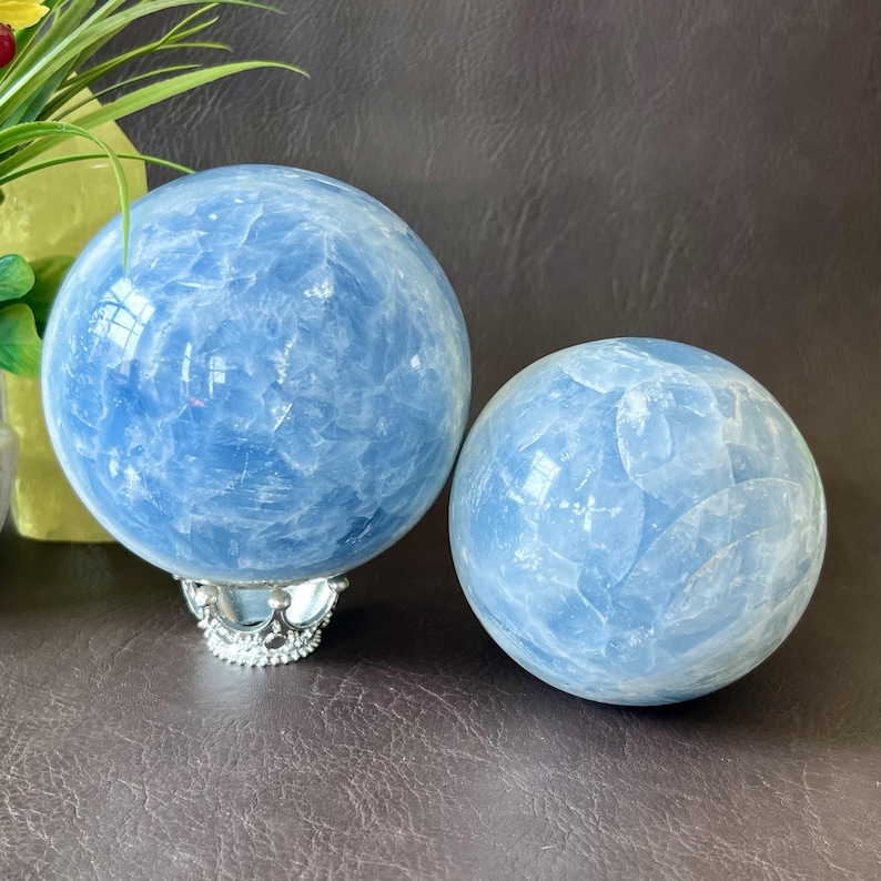 Natural Celestite Sphere, Polished Blue Crystal Ball, Sky Blue Angelic ...