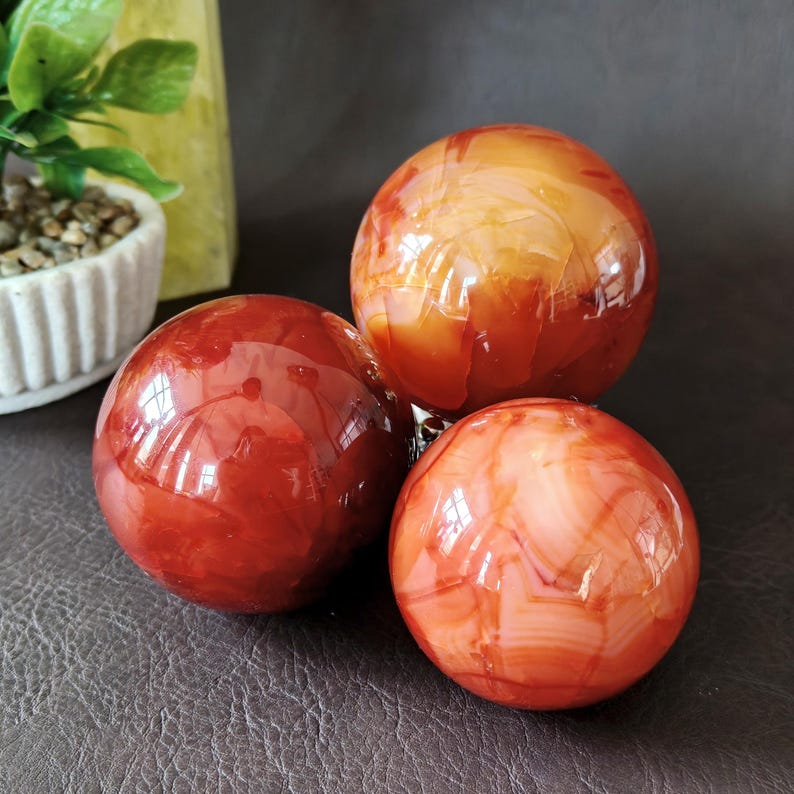 Natural Red Agate Sphere, Polished Carnelian Agate Crystal Ball, Root ...