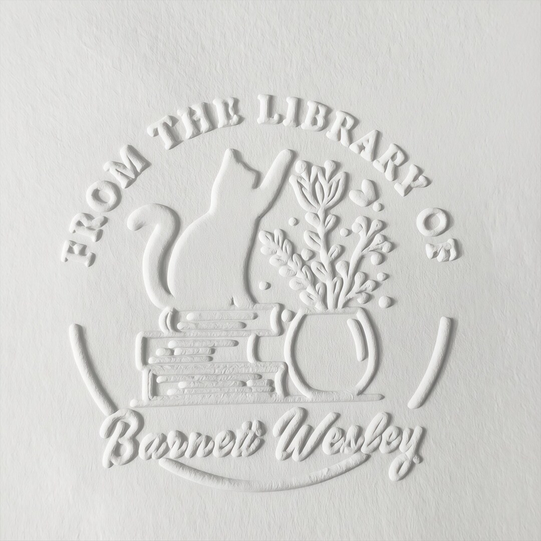 Custom Book Embosser|42mm Personalized Library Seal|(floral, Cat, Skull ...