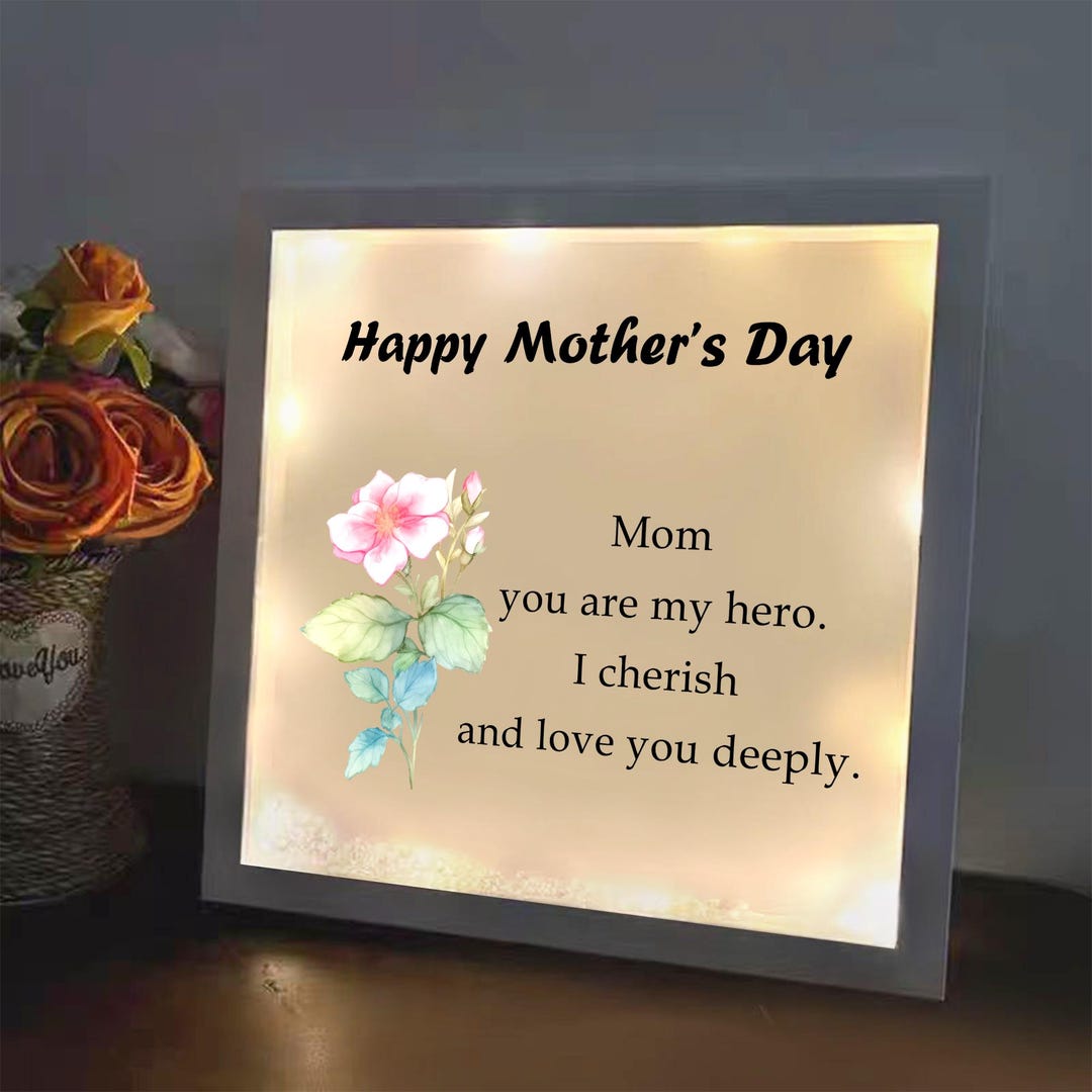 Personalized Birth Flower Frame Lighting Box,mother’s Day Gift ...
