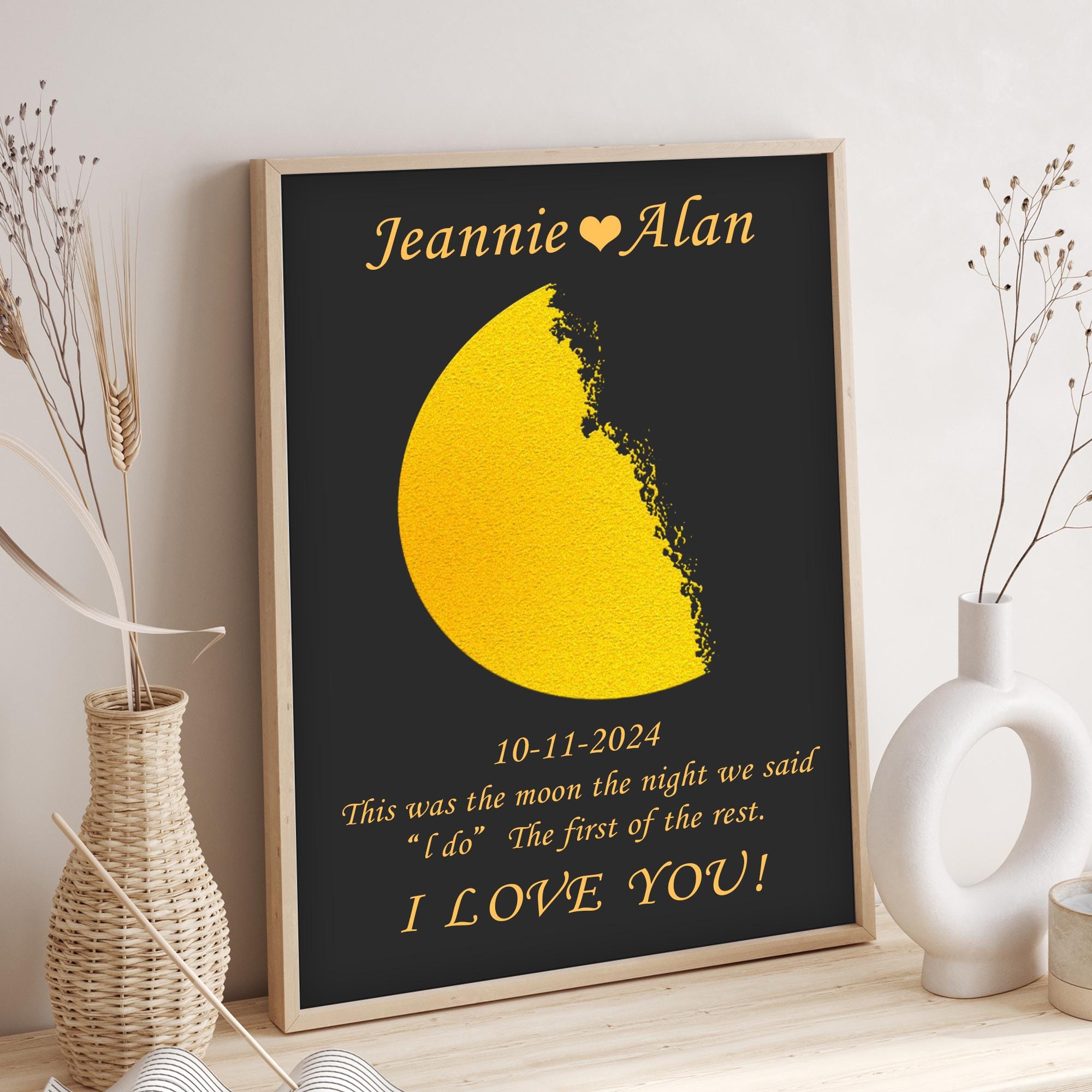 Personalized Moon Phase Wall Art,customized Name,valentine's Day Gift ...