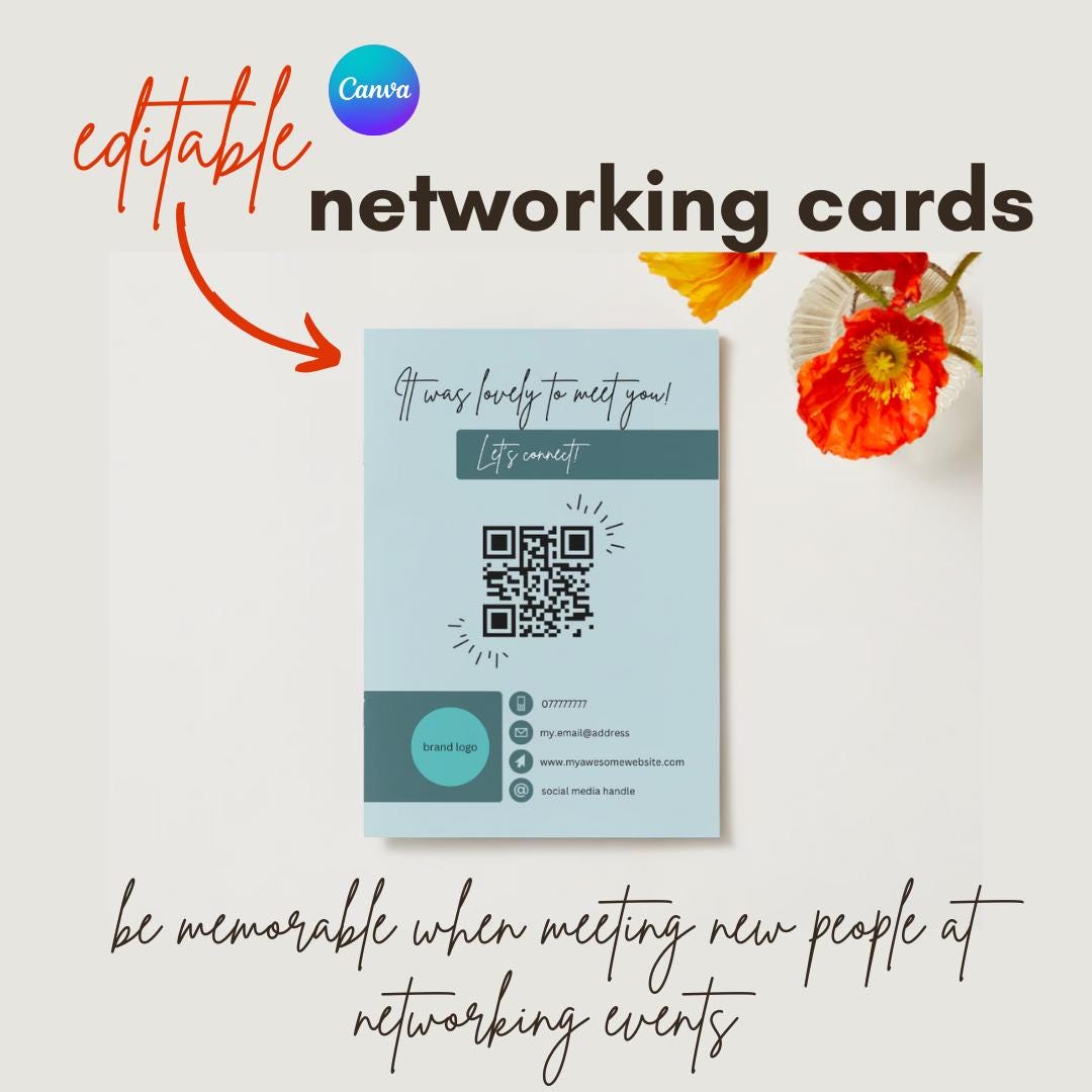 Networking Cards - EDITABLE - A5 Size - Etsy