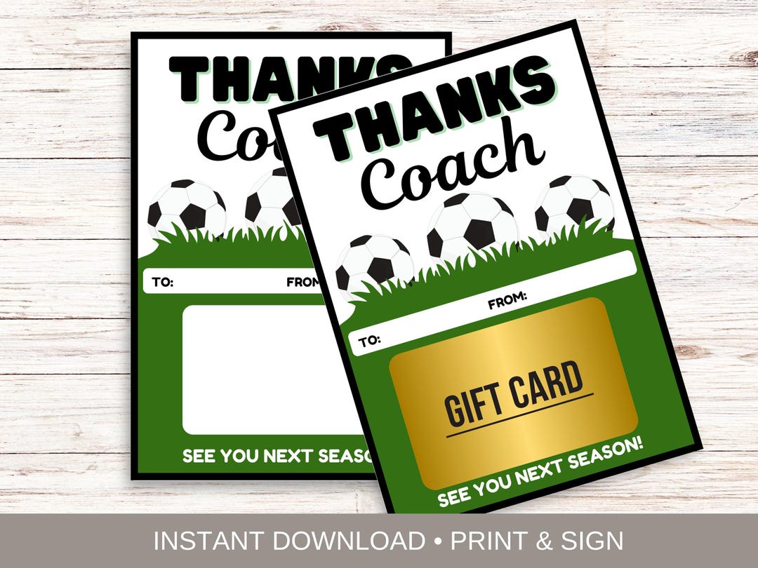 Soccer Coach Gift Card Holder, Printable Gift for Coach, Instant ...