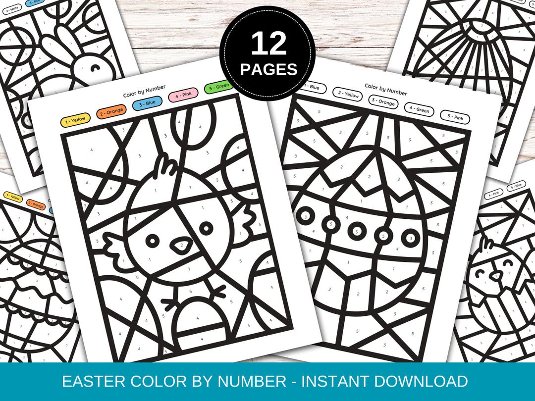 Easter Color by Number Printable, Color by Number Easy, Easter Coloring ...
