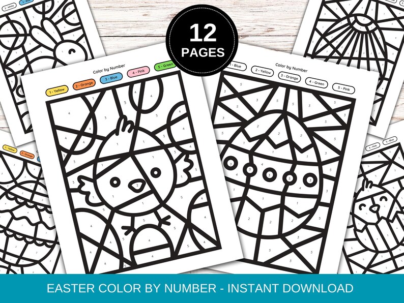 Easter Color by Number Printable, Color by Number Easy, Easter Coloring ...