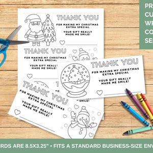 Christmas Coloring Thank You Card, Printable Fill in the Blank Note for ...