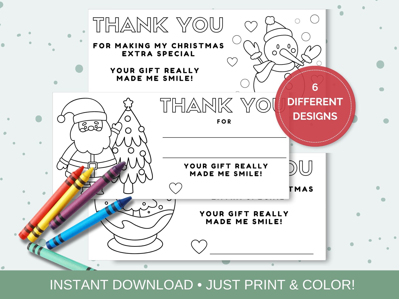 Christmas Coloring Thank You Card, Printable Fill in the Blank Note for ...