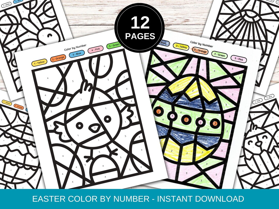 Easter Color by Number Printable, Color by Number Easy, Easter Coloring ...