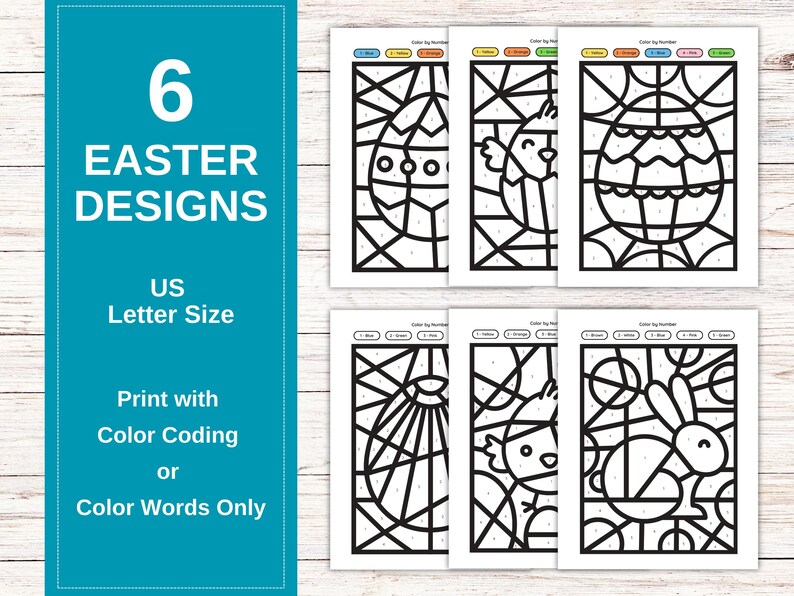 Easter Color by Number Printable, Color by Number Easy, Easter Coloring ...
