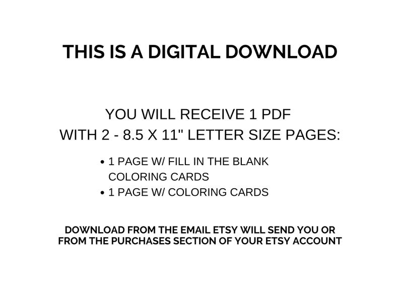 Christmas Coloring Thank You Card, Printable Fill in the Blank Note for ...