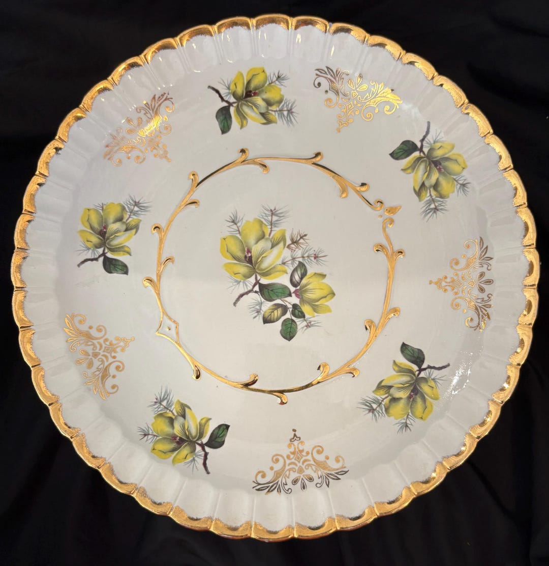 Ornate Gold Floral Plate: Vintage Wood and Sons Alpine White Ironstone ...